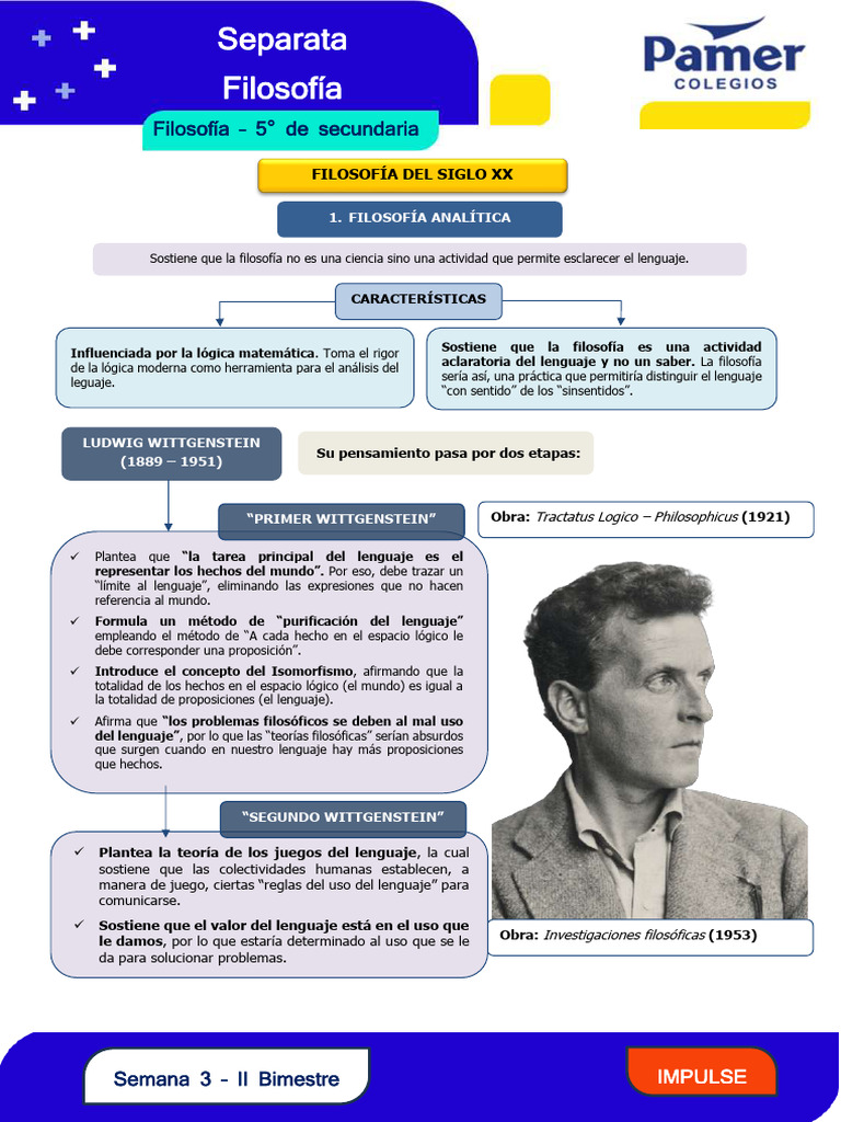 Separata - 5.° Año - SEM 3 - FIL-PSI - II BIM | PDF | Ludwig Wittgenstein | Martin Heidegger