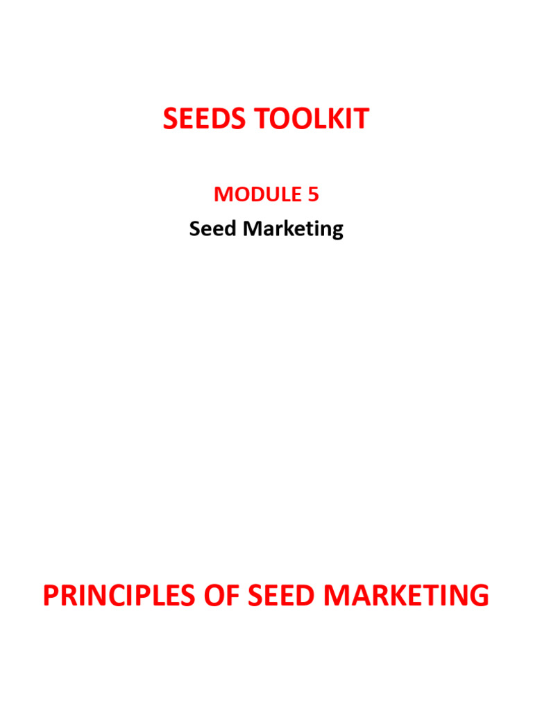 Seed Marketing Principles 15.05.2024 | PDF | Demand | Supply (Economics)