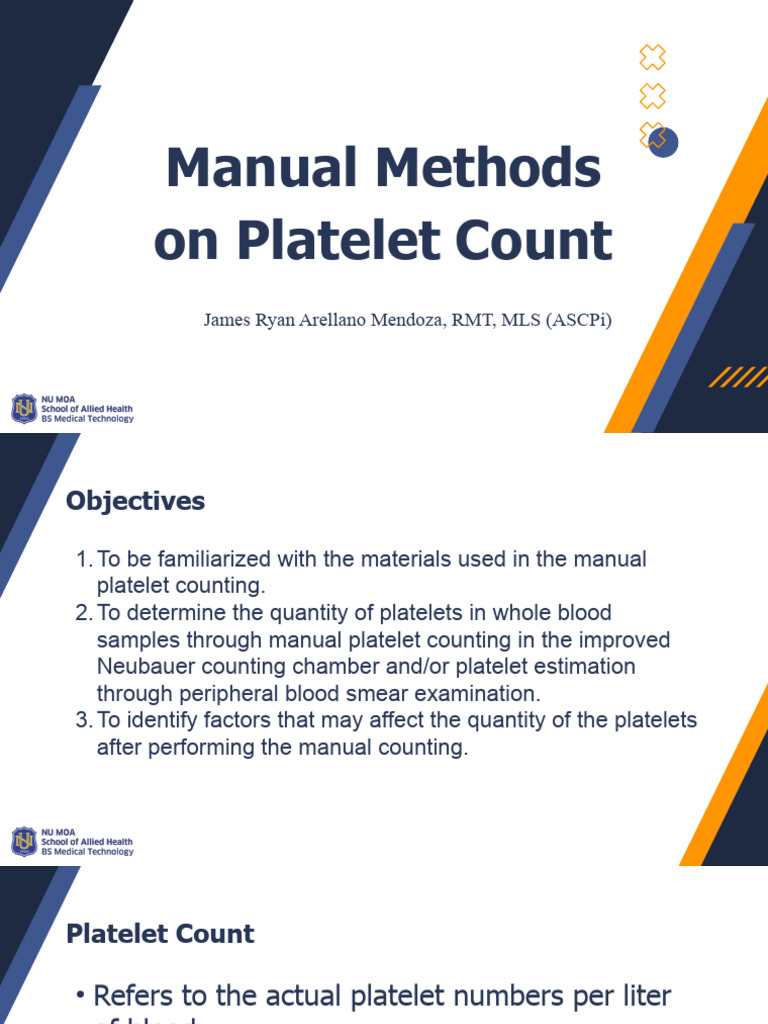 Week 7 Manual Methods On Platelet Count | PDF | Platelet | Medical ...