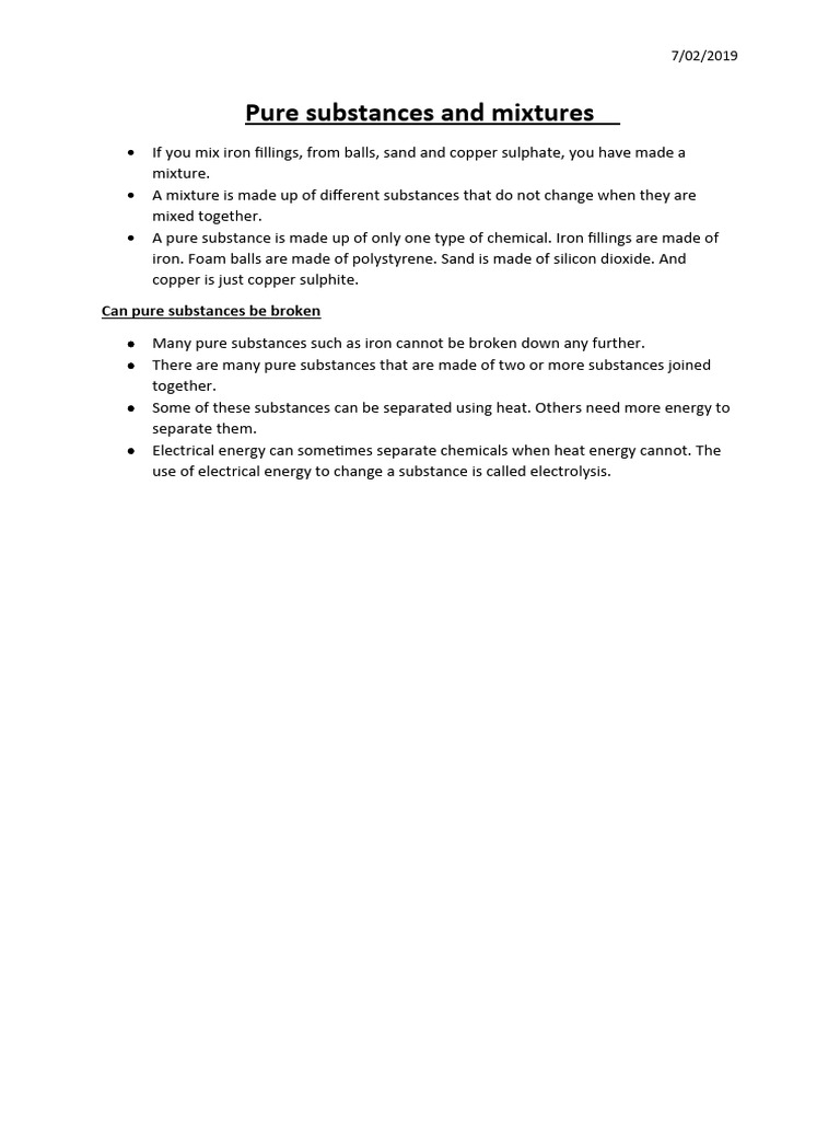 Pure Substances and Mixtures | PDF