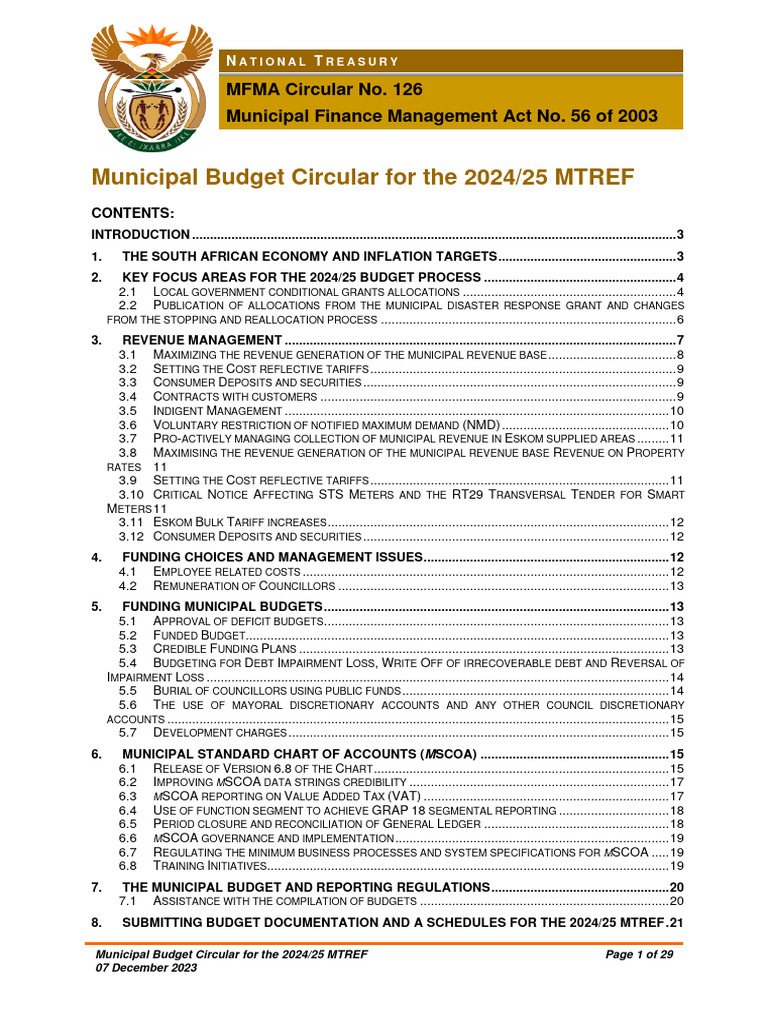 2024 - 25 MTREF Budget Circular No. 126 - 07 December 2023 (Final ...