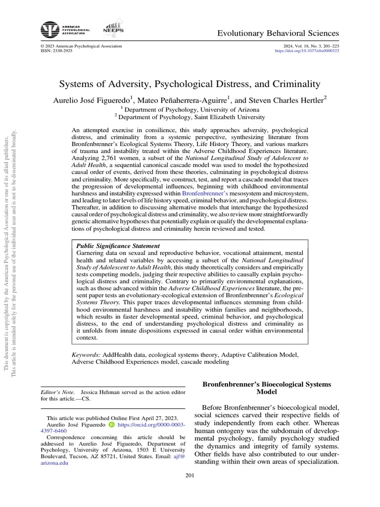 Systems of Adversity, Psychological Distress, and Criminality | PDF ...