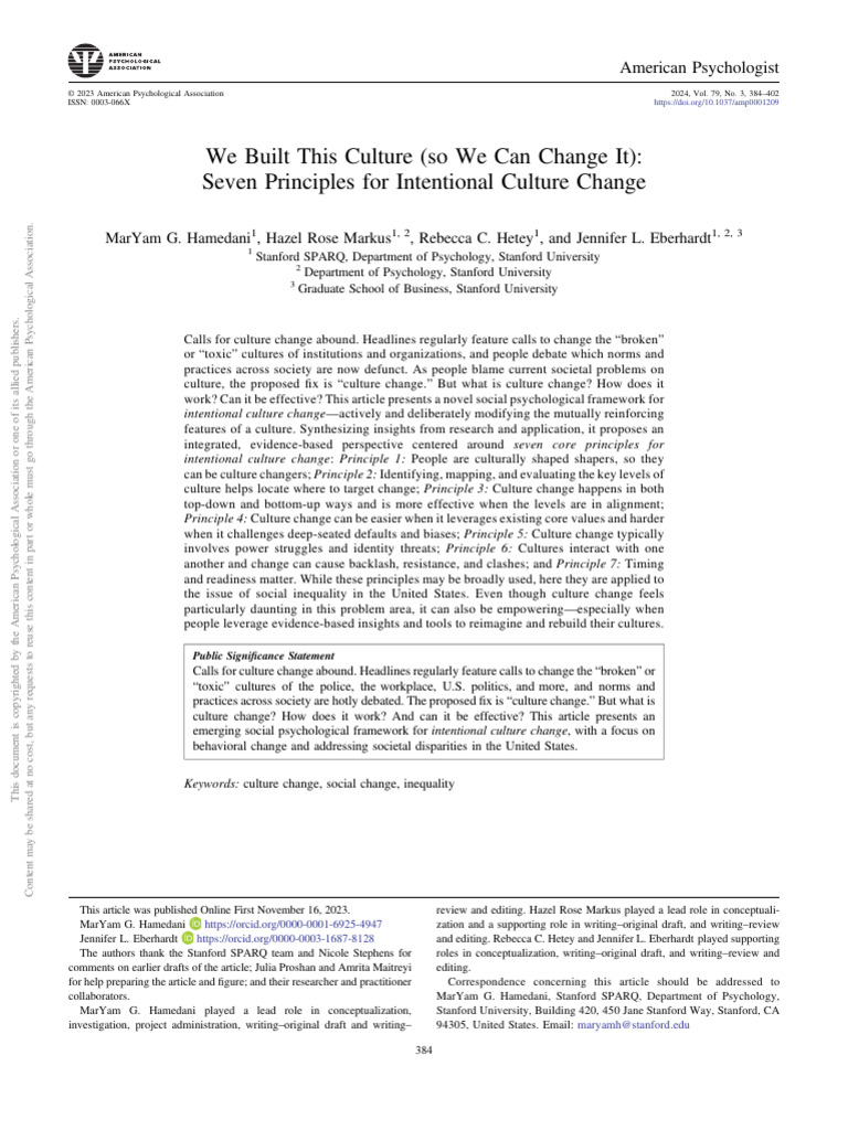 We Built This Culture (So We Can Change It) : Seven Principles For ...