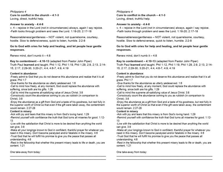 Philippians 4 - Outline | Download Free PDF | Jesus | Christian Belief ...