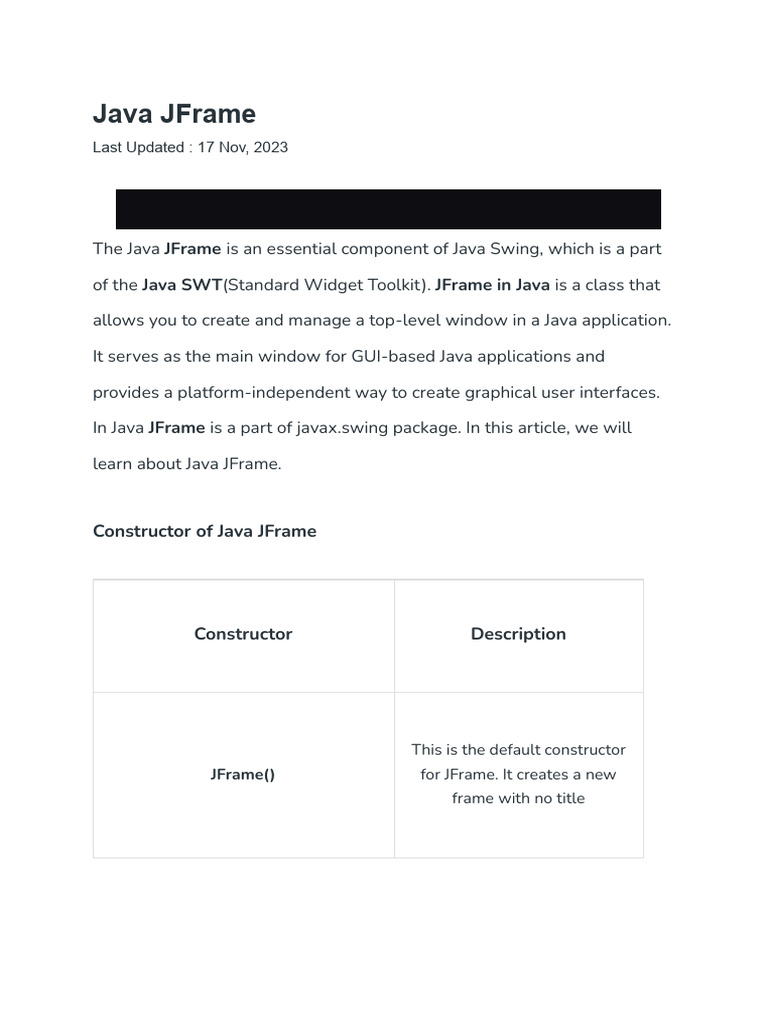 Java JFrame | PDF | System Software | Software Engineering