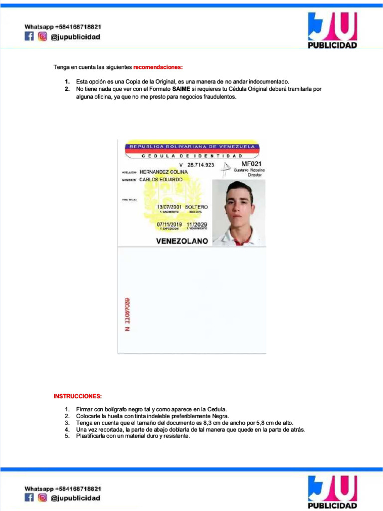 Formato PDF Cedula Venezolana Compress | PDF