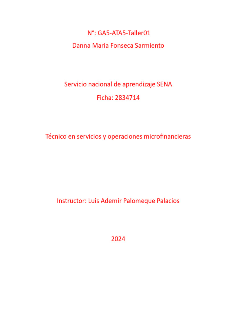 Resumen GA5 ATA5 Taller01 | PDF | Pagos | Crédito