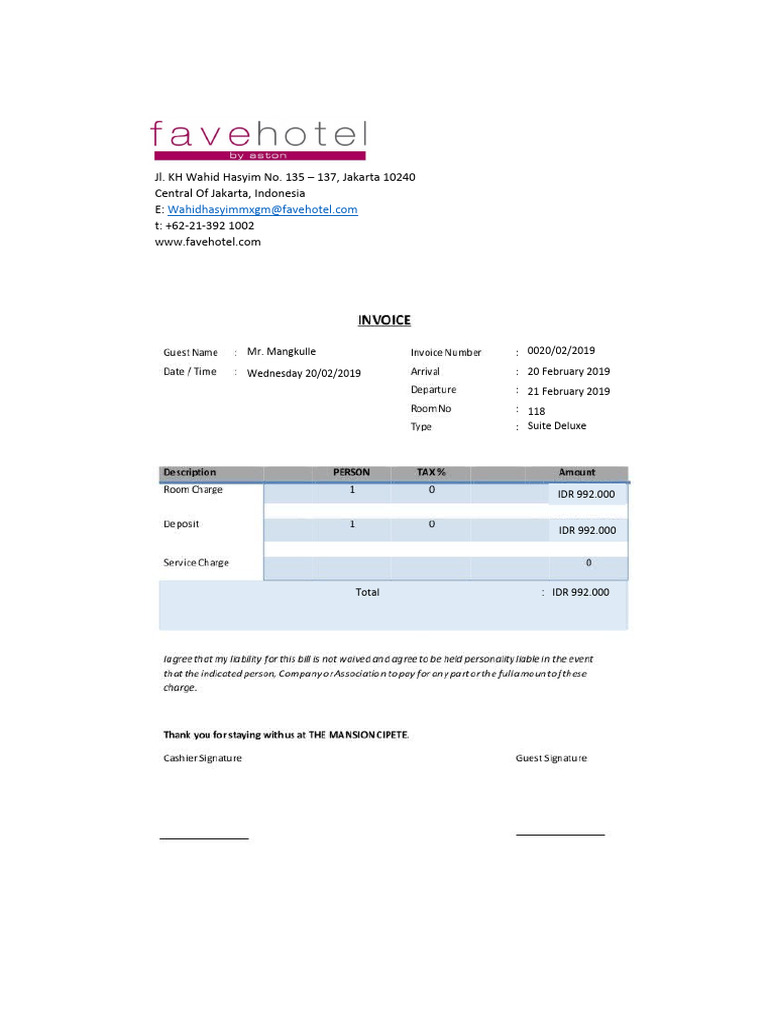 Nota Kosong Hotel | PDF