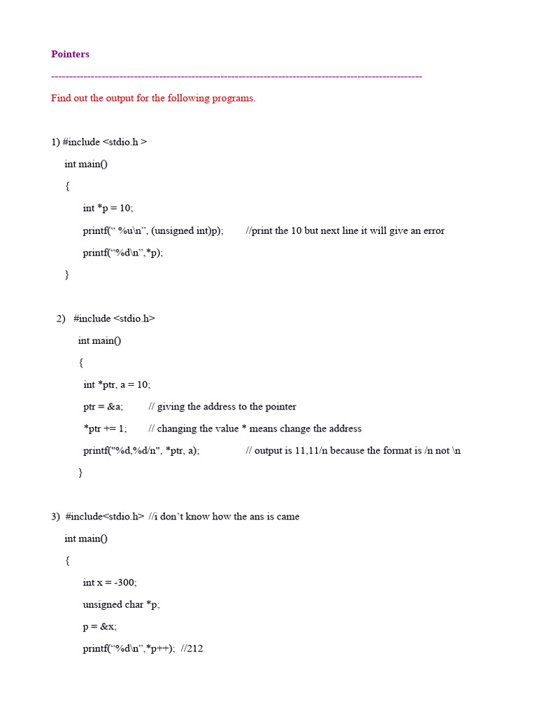 5pointers Pdf Pointer Computer Programming Integer Computer 