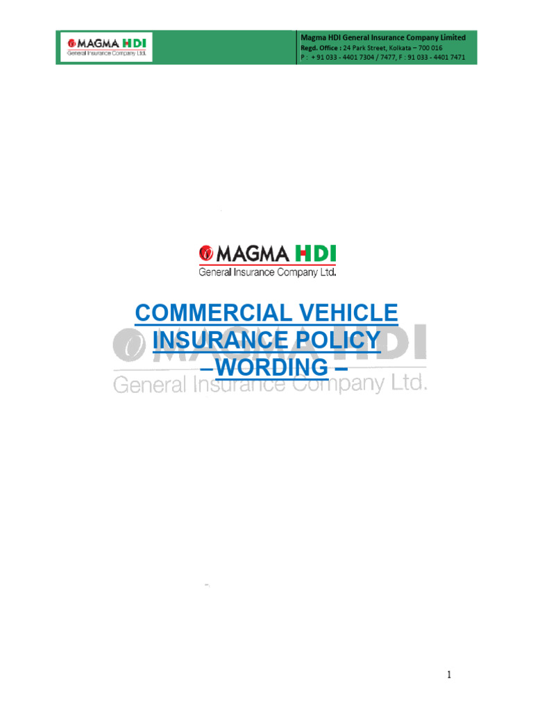Commercial Vehicle Insurance Policy Guide | PDF | Insurance | Traffic ...