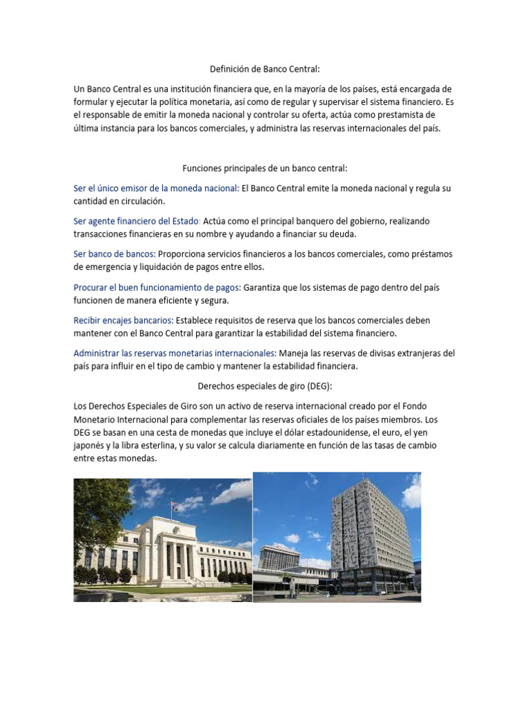 Definición de Banco Central | PDF