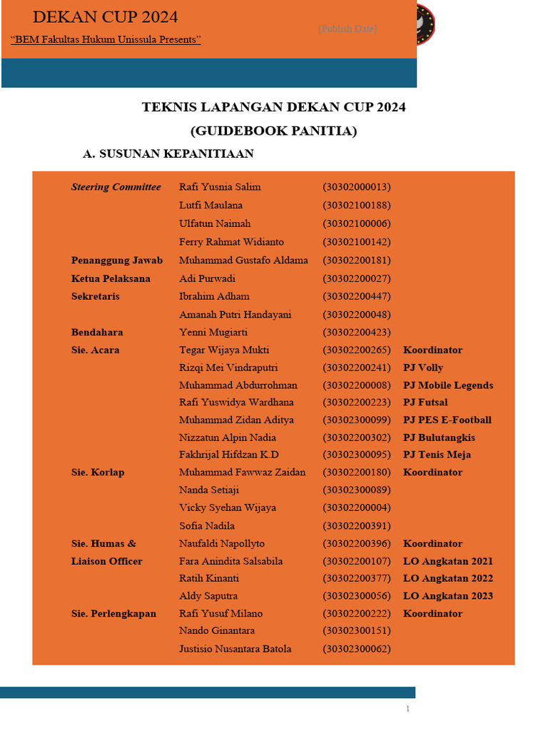 Teknis Lapangan Dekan Cup 2024 | PDF