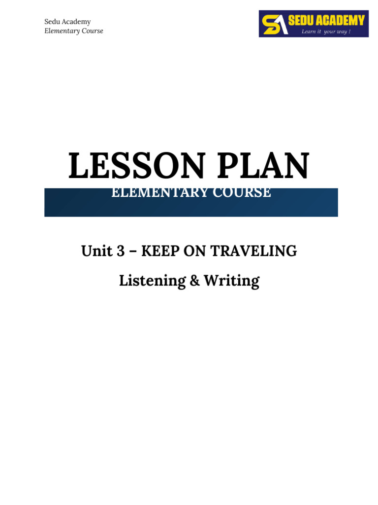 EM - Unit 3 (L+W) LESSON PLAN | PDF | Vocabulary | Lesson Plan