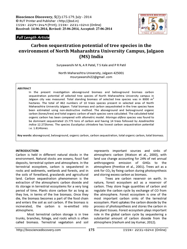 Patil.2014 - Carbon Sequestration Potential of Tree Species in The ...