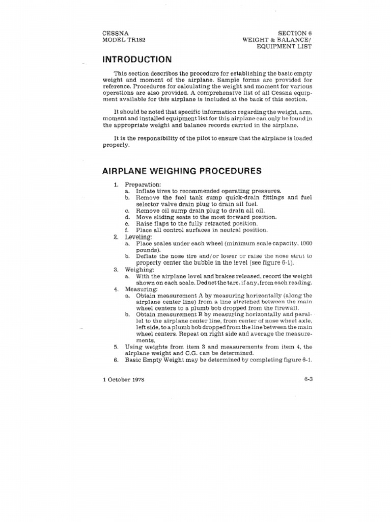 Cessna TR182 Weight & Balance Guide | PDF | Aerospace