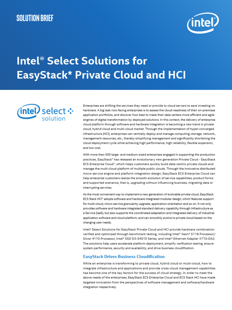 Select Solutions Easystack Private Cloud and Hci Brief | PDF | Cloud ...