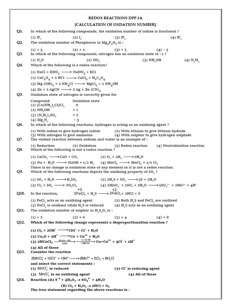 Oxidation States in Redox Reactions | PDF | Redox | Hydrogen Peroxide