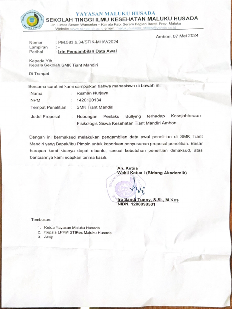 Surat Izin Pengambilan Data Awal | PDF Surat Izin Pengambilan Data Awal | PDF