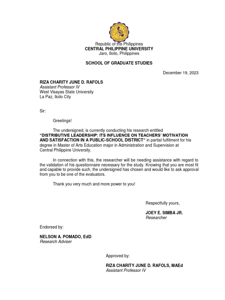 Letter For Validators | Download Free PDF | Leadership | Teachers