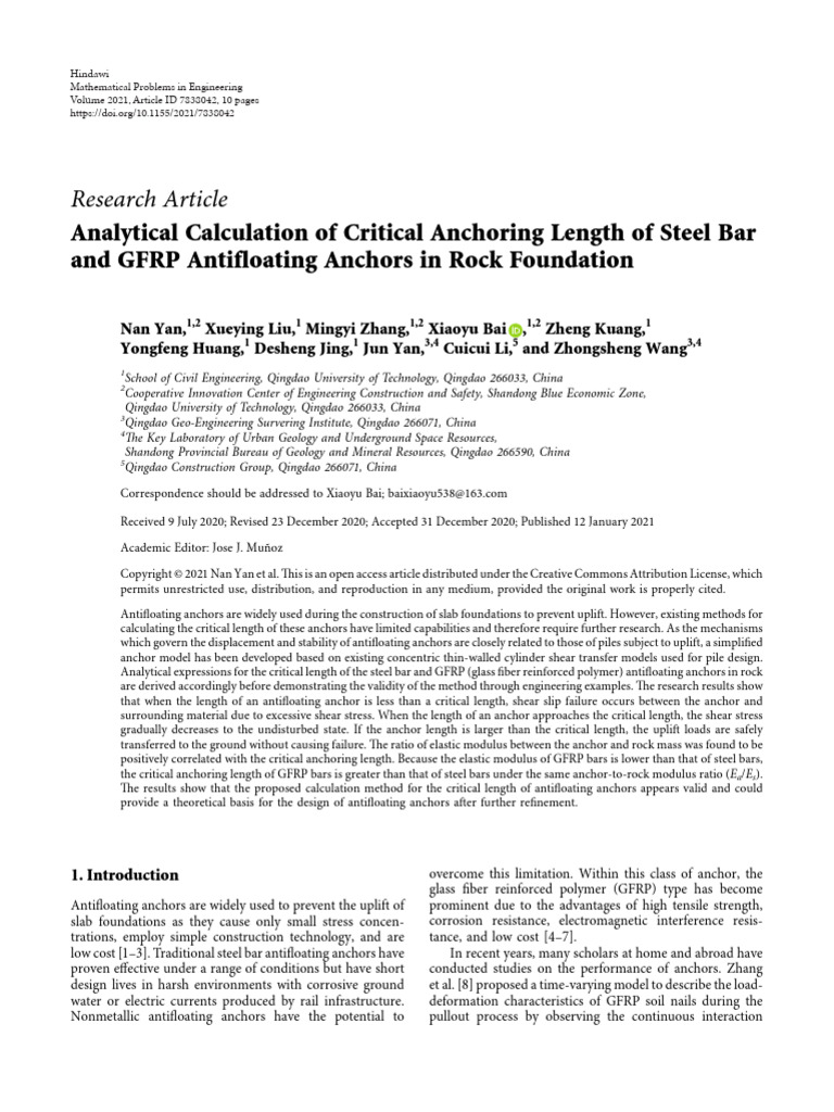 Analytical Calculation of Critical Anchoring Lengt | PDF | Young's Modulus | Stress (Mechanics)