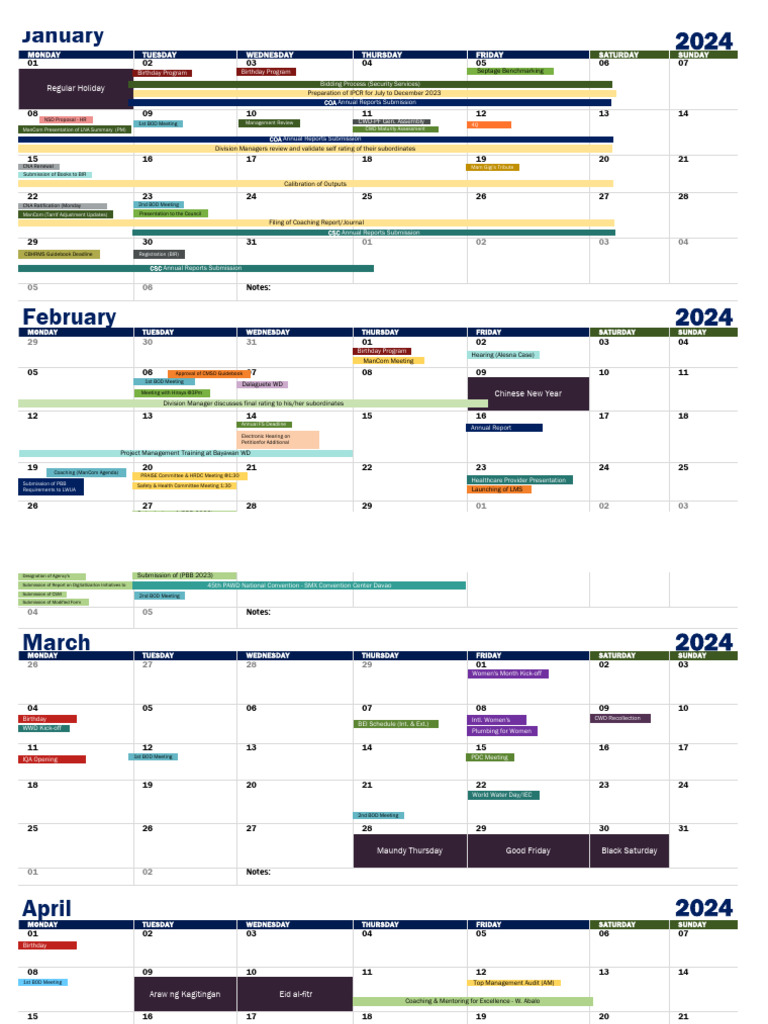 ManCom Calendar As of 06.03.24 | PDF | Observances Honoring The Dead ...