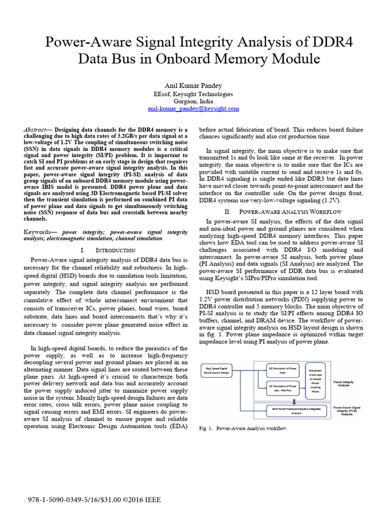 Power-Aware SI Analysis of DDR4 Data Bus | PDF | Printed Circuit Board ...
