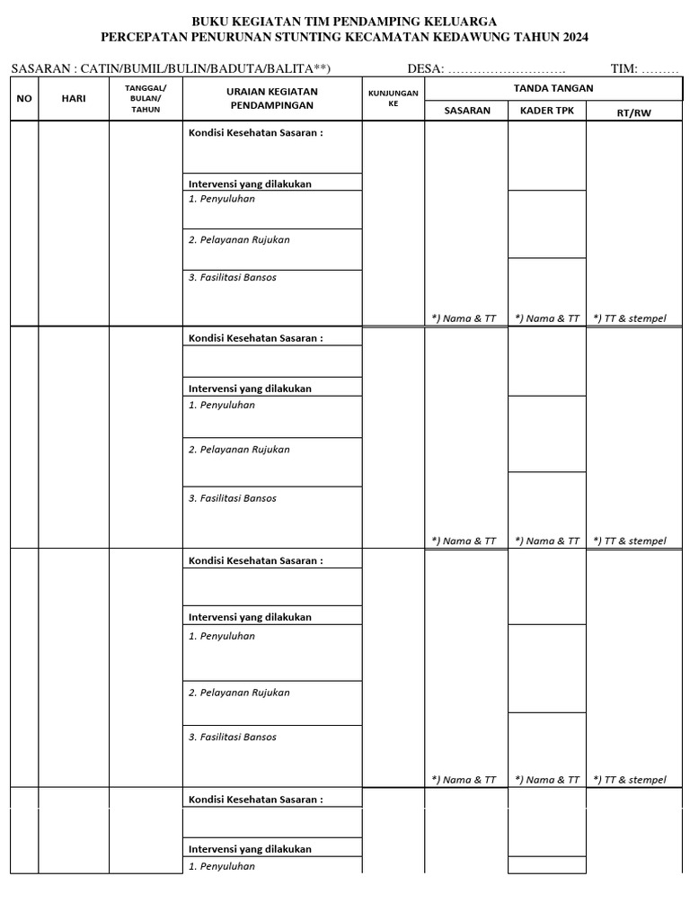Buku Kegiatan Tim Pendamping Keluarga | PDF