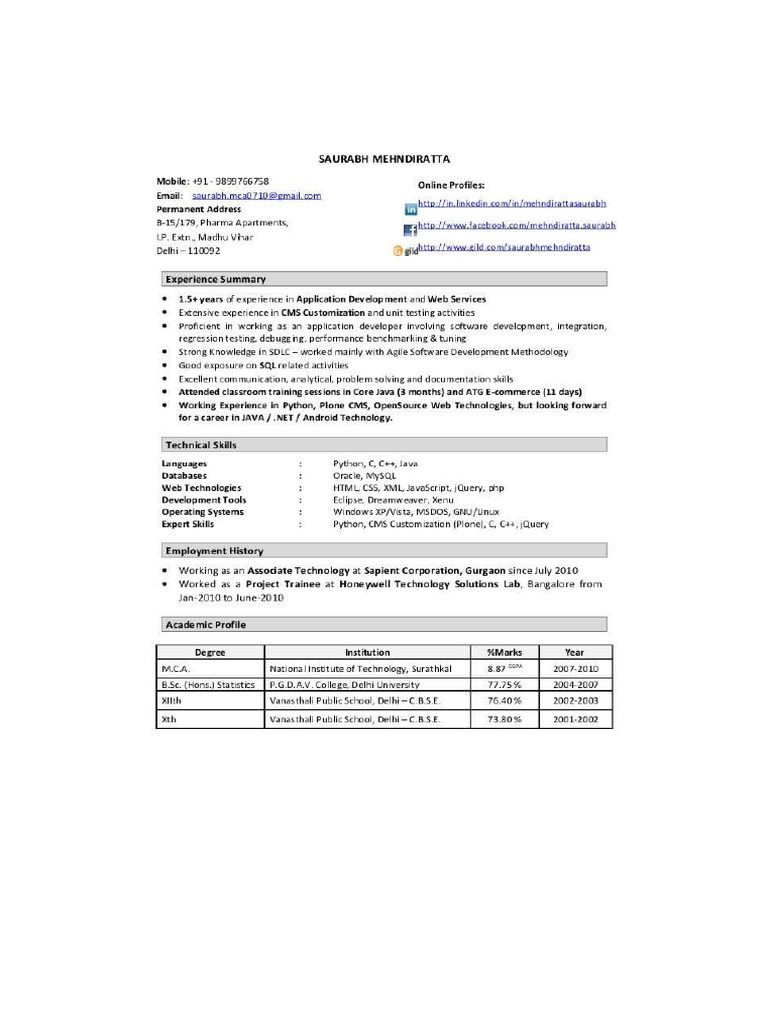 Resume Formate | PDF