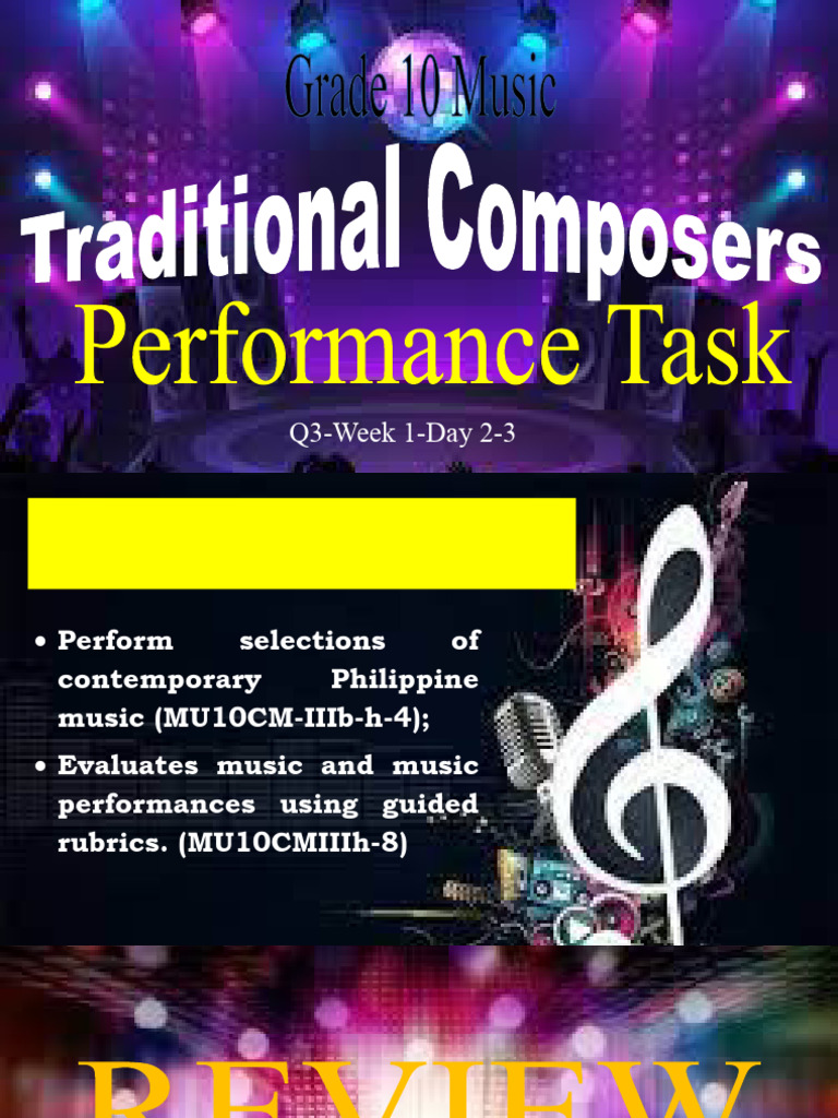 Q3 PPT MUSIC10 Lesson 2 3 Traditional Composers Performance Task | PDF