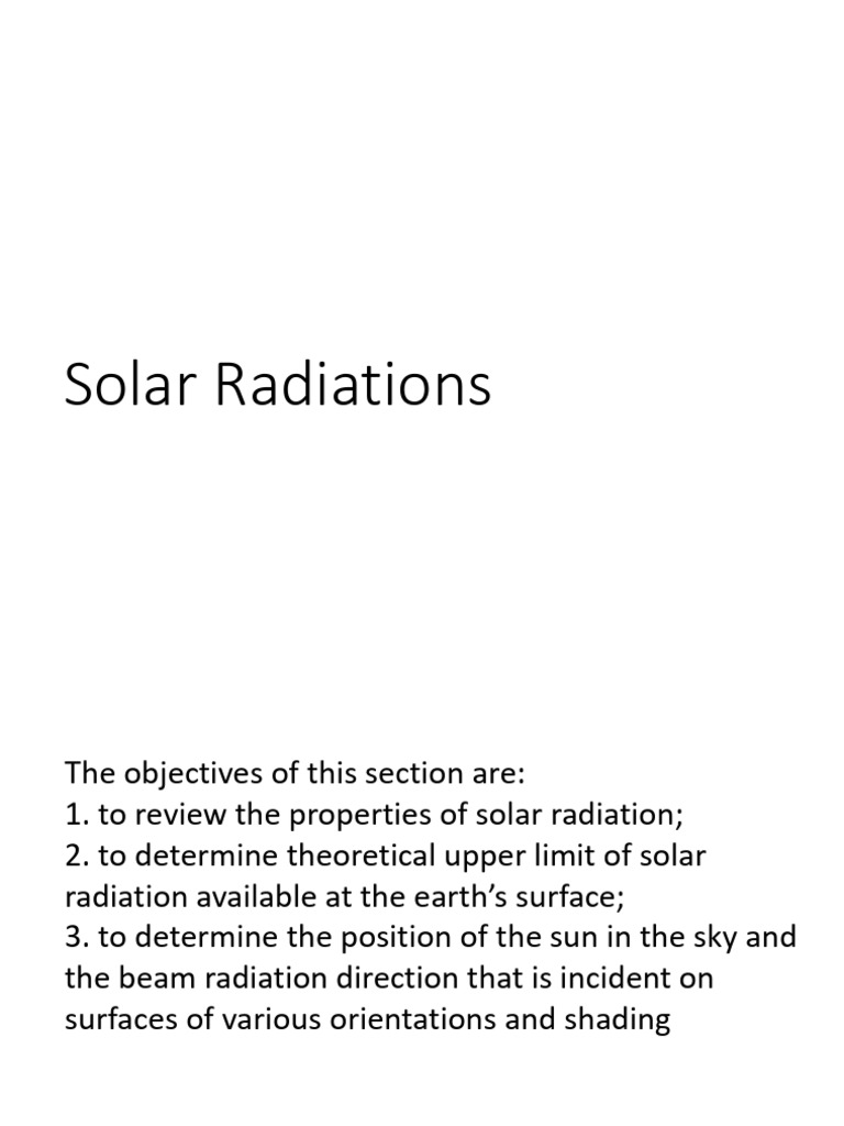 UNIT-1 Solar Energy Radiation L-2 | PDF | Electromagnetic Radiation ...