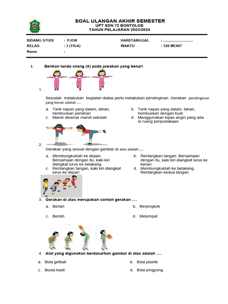 Soal PAS Genap PJOK KLS 3 | PDF