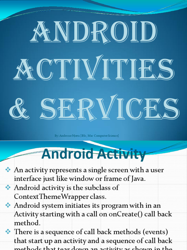 Android - Activities and Services | PDF | Android (Operating System) | Inheritance (Object ...
