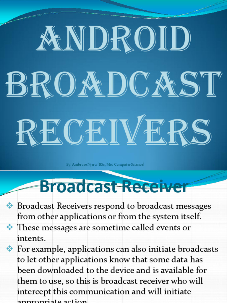 Android - Broadcast Receivers | PDF | Android (Operating System) | Method (Computer Programming)