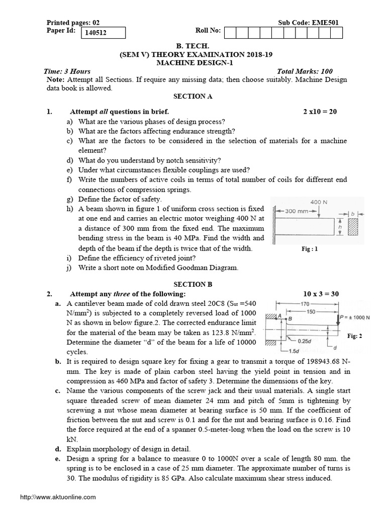 Machine Design Pyq | PDF | Strength Of Materials | Screw