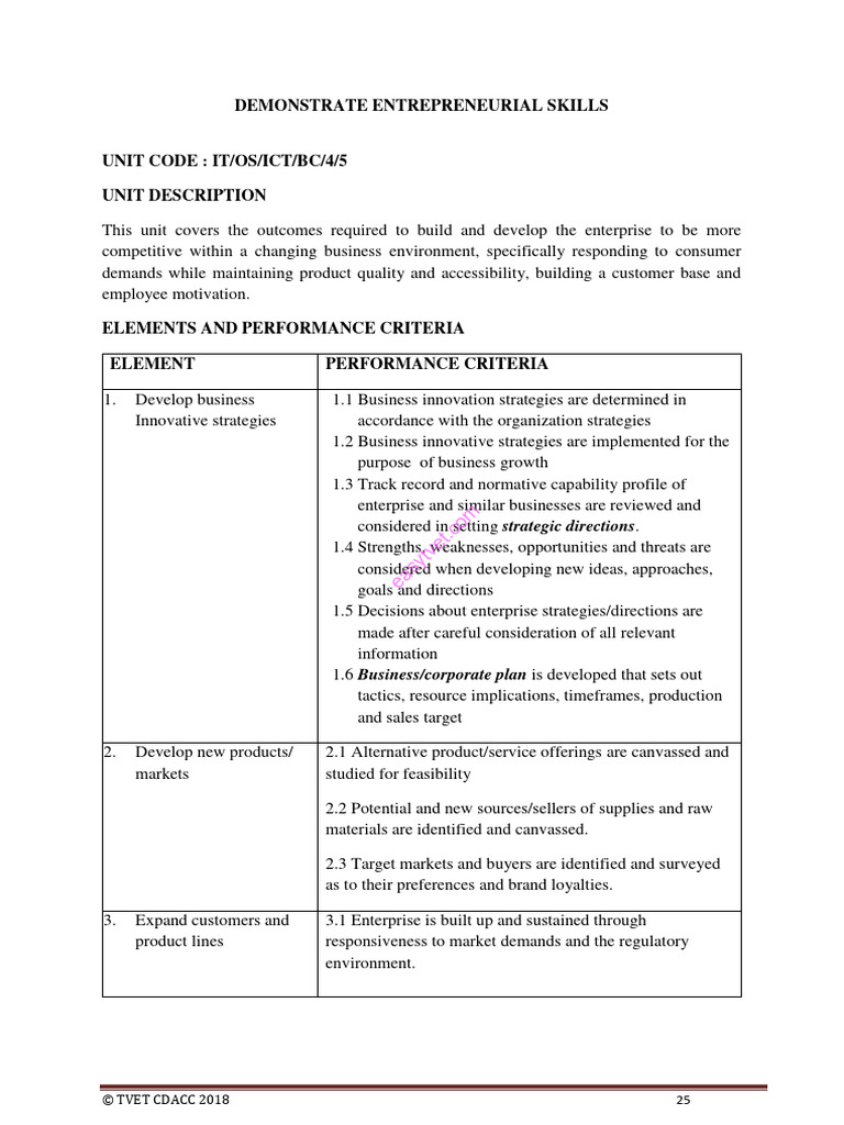 Entrepreneurial Skills Development Guide | PDF | Business | Strategic ...