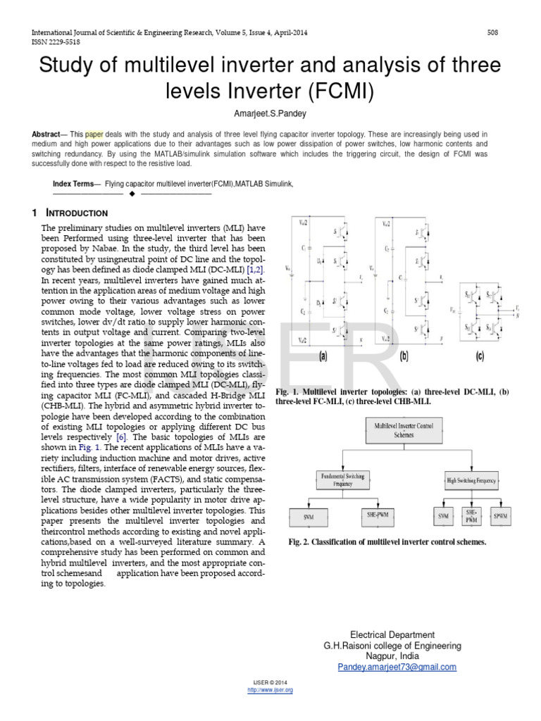 Study of Multilevel Inverter and Analysis of Three Levels Inverter ...
