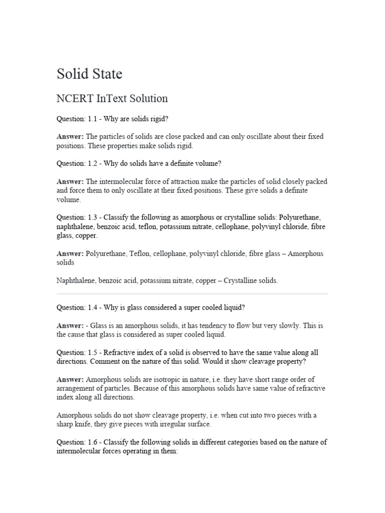 Solid State | PDF | Crystal Structure | Solid