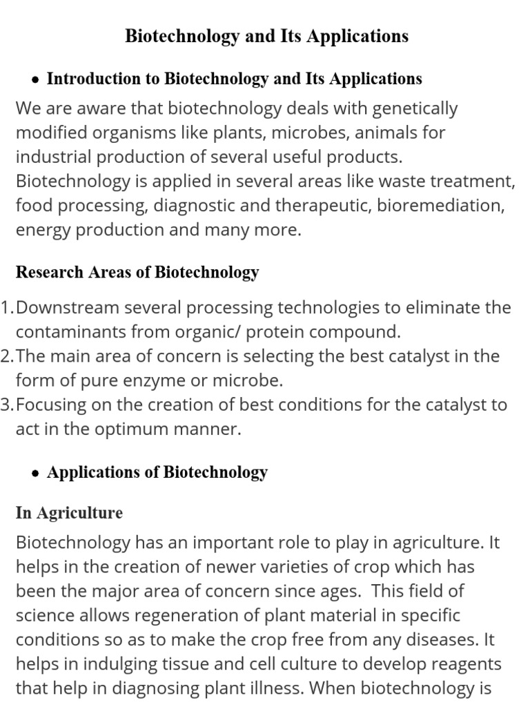 Biotechnology and Its Applications | PDF | Biotechnology | Transgene