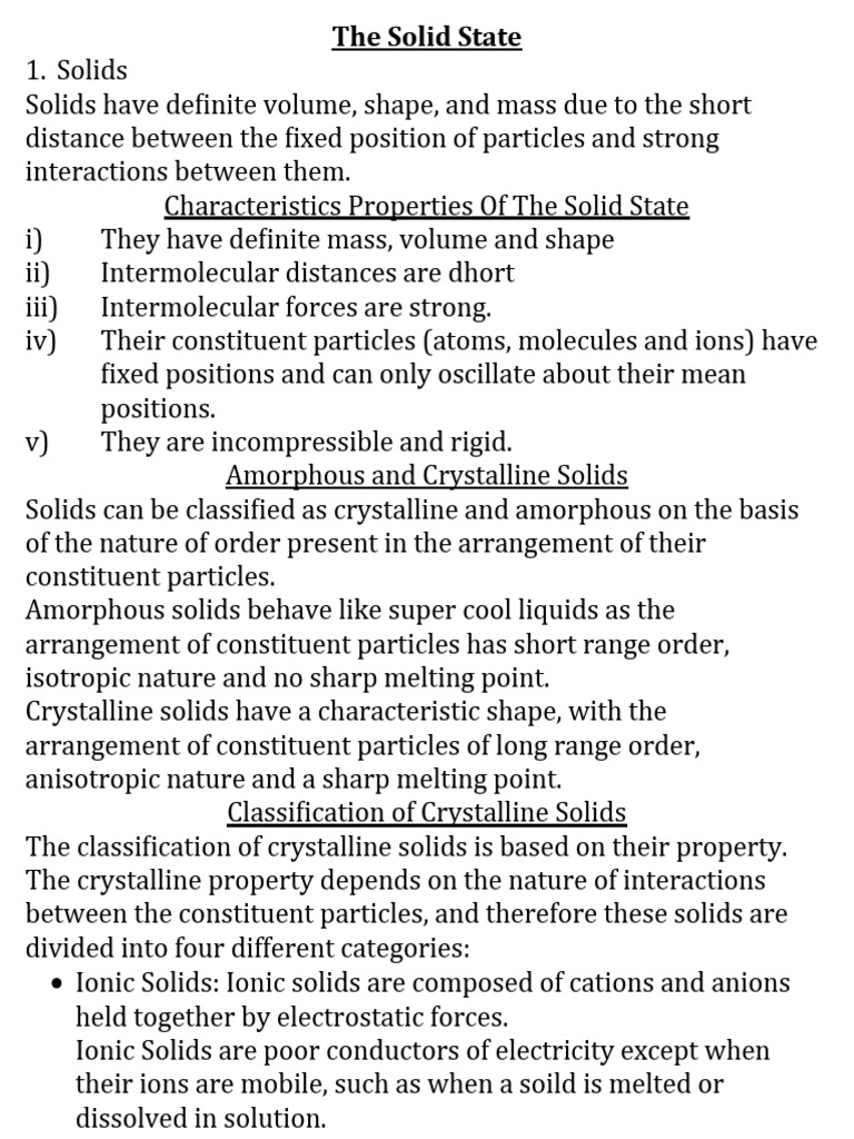 The Solid State | Download Free PDF | Chemical Bond | Solid