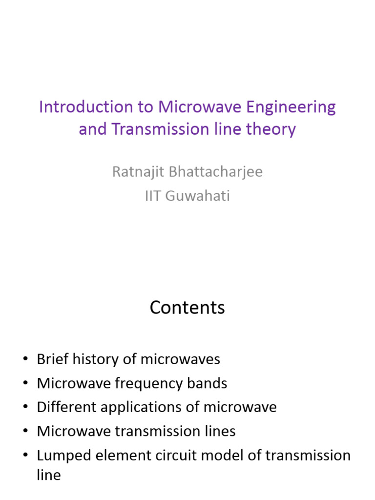 Lec1 Notes | PDF | Microwave | Transmission Line