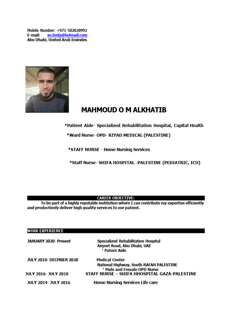 Mahmoud an Cv | PDF | Nursing | Patient