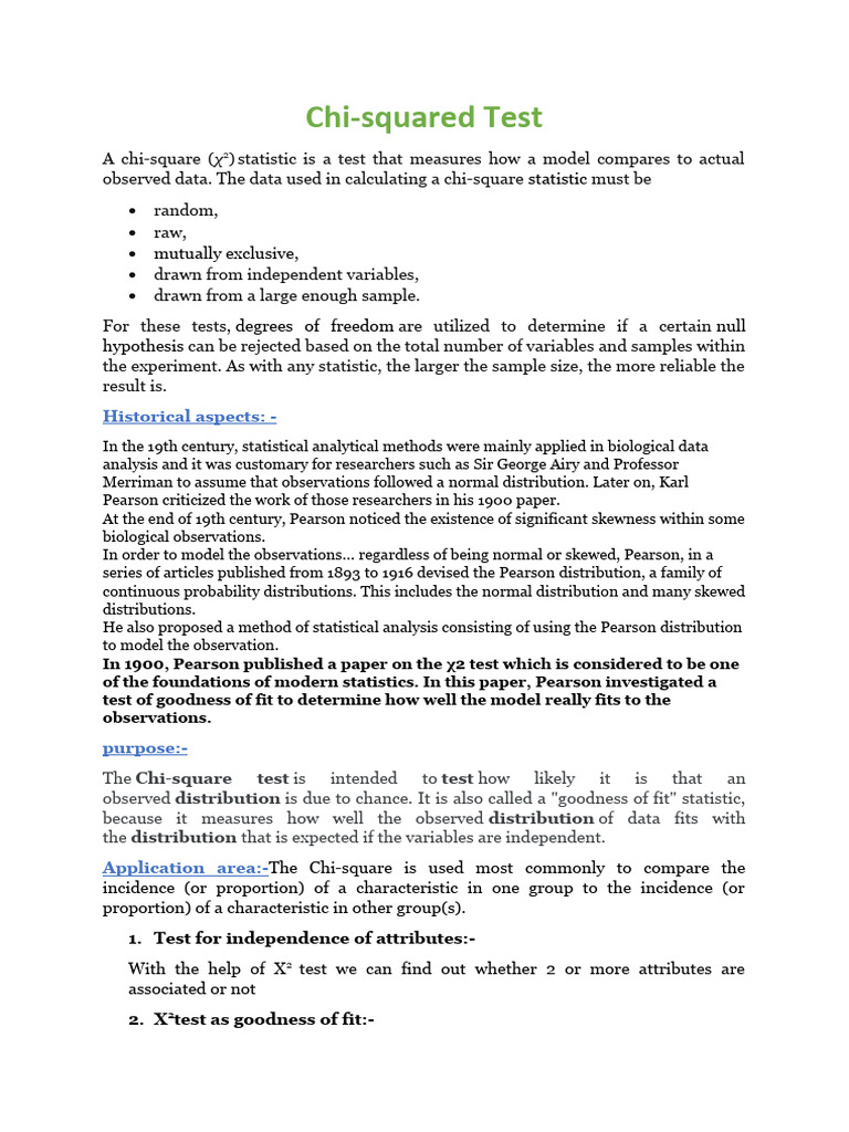 Chi Square Test Pdf Chi Squared Test Statistical Hypothesis Testing