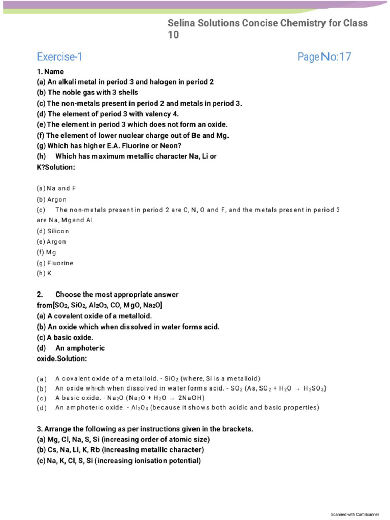 Class X Subject Chemistry Chapter No 1 Back Exercise | PDF