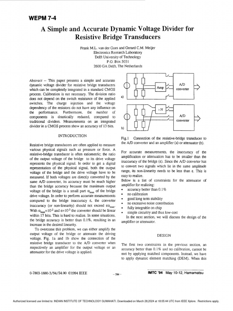 A Simple and Accurate Dynamic Voltage Divider For Resistive Bridge Transducers | Download Free ...