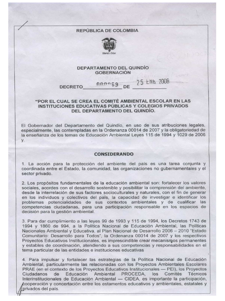 Decreto Deptal 069-2008 CAE | PDF