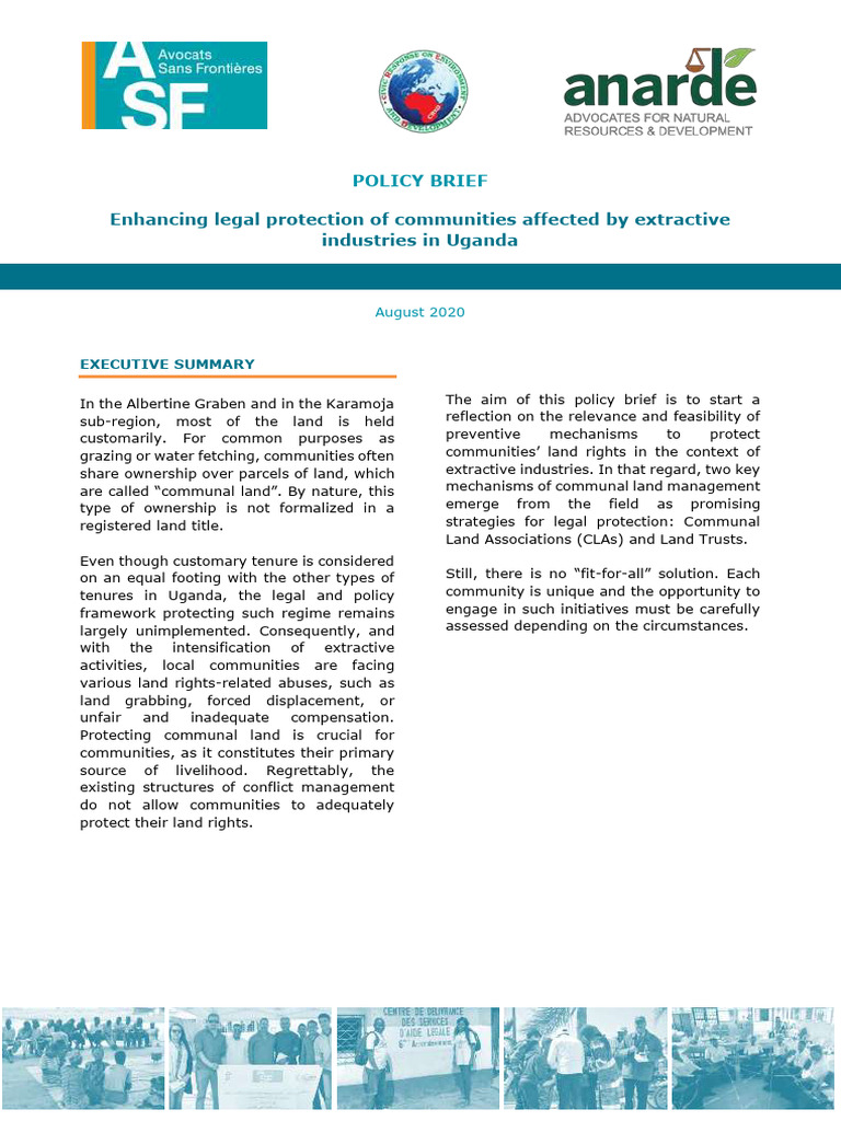 Policy Brief Extractive Industries Uganda | PDF | Trustee | Justice