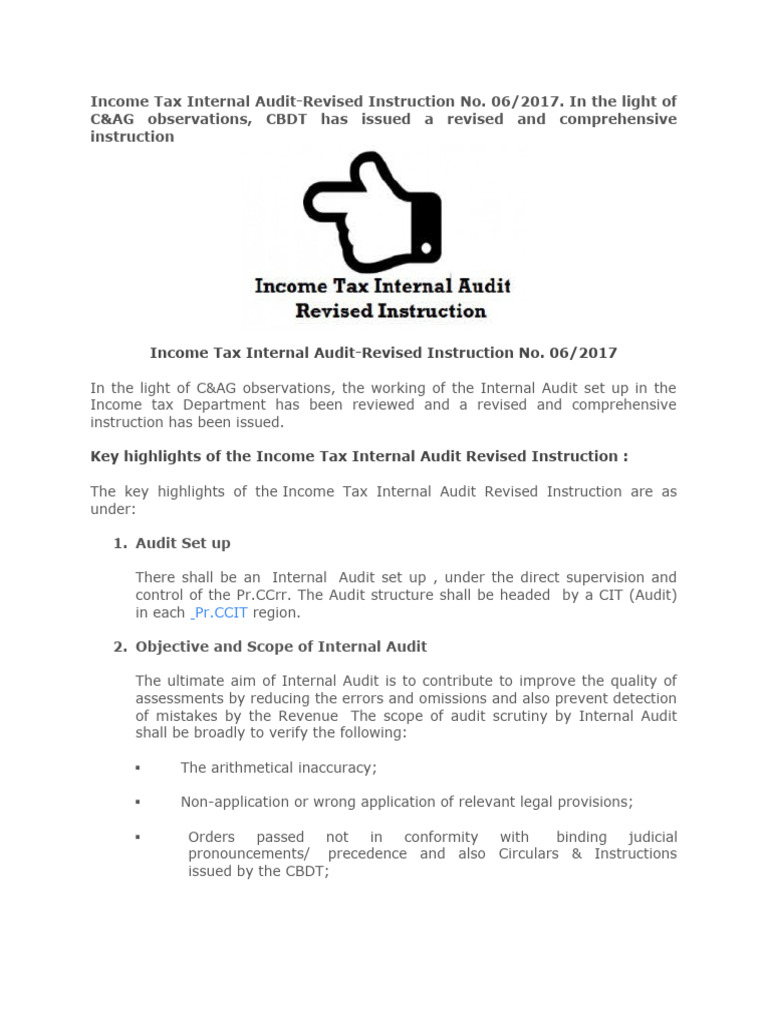 Revised Income Tax Internal Audit Guidelines | PDF | Audit | Internal Audit
