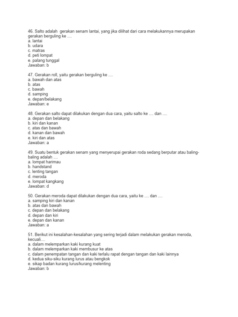 Soal Pjok 5 | PDF