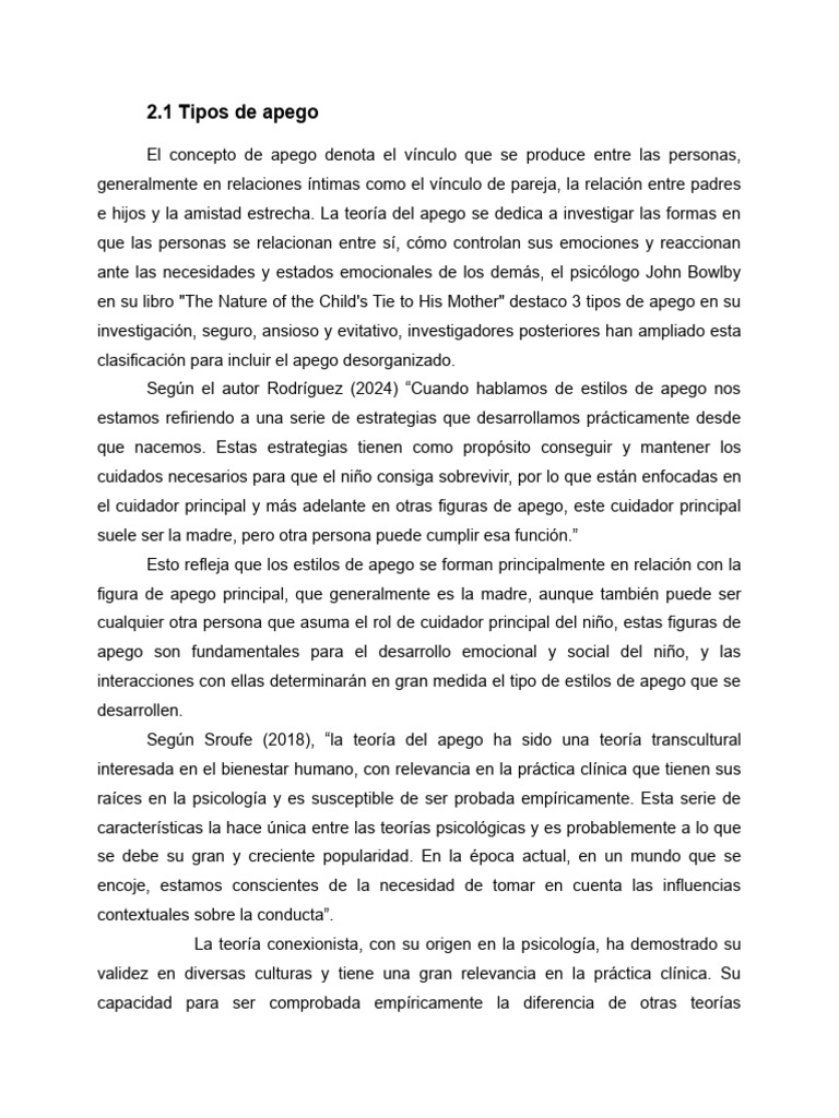 Tipos De Apego Pdf Teoría De Apego Las Emociones