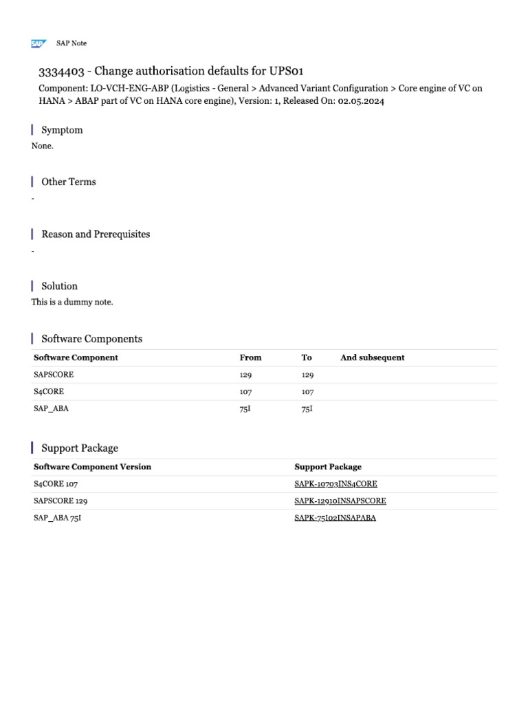 Change Authorisation Defaults For UPS01 | PDF